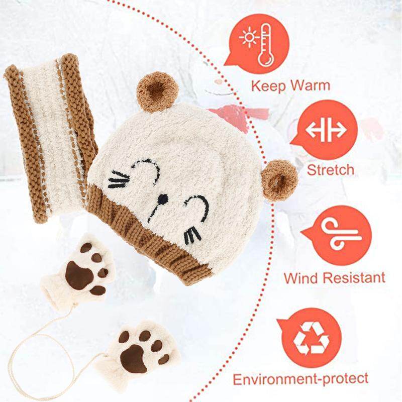 AOVเด็กน่ารัก2ชิ้นหมวกขนสัตว์หมีHood Hood Cat 'S Clawมือ - AOV Official ...