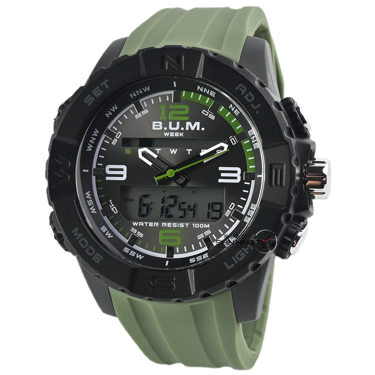 ⭐️Authorised⭐️ BUM Equipment Men Analogue Quartz & Digital Rubber Strap ...