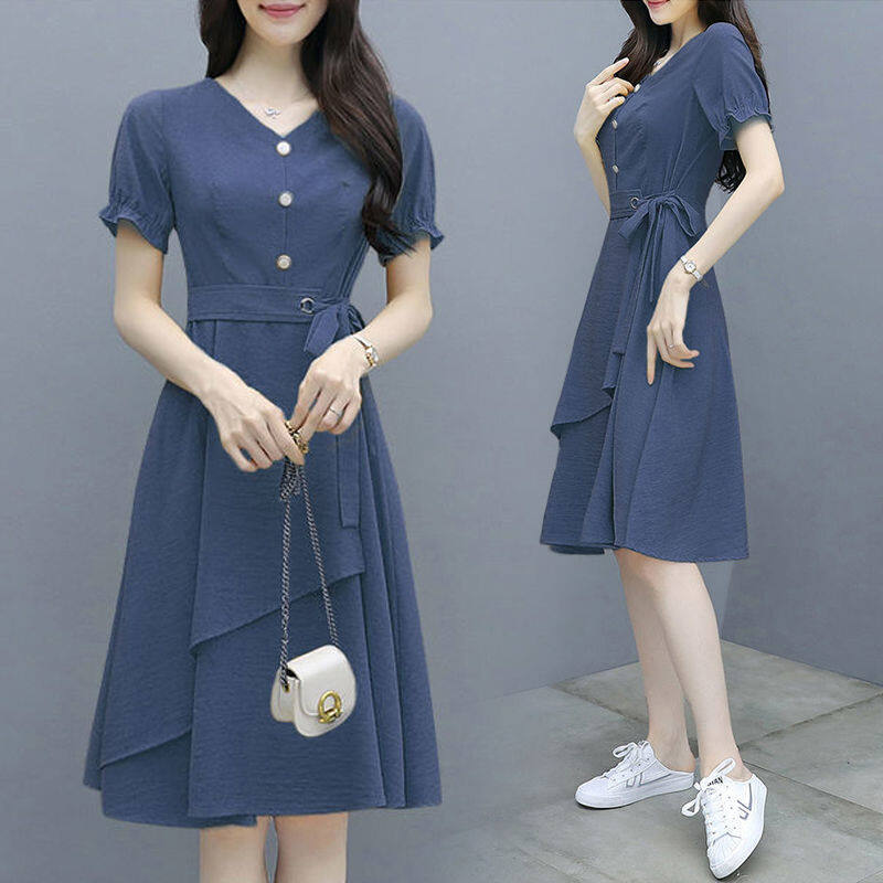2021 Summer New French Dress Female Sweet Fairy Super Fairy Sen Waist