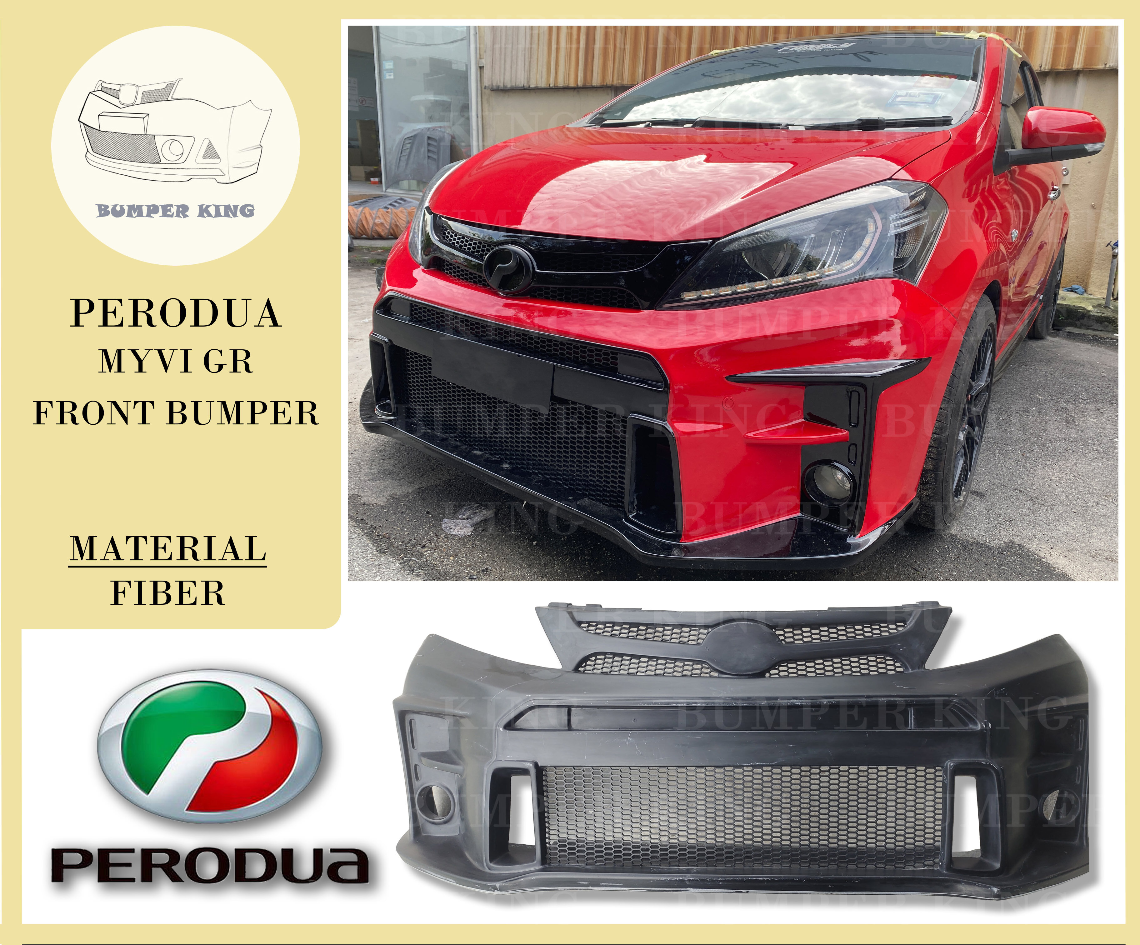 PERODUA MYVI GR FRONT BUMPER 2017-2021 2017 2018 2019 2020 2021 WITHOUT ...