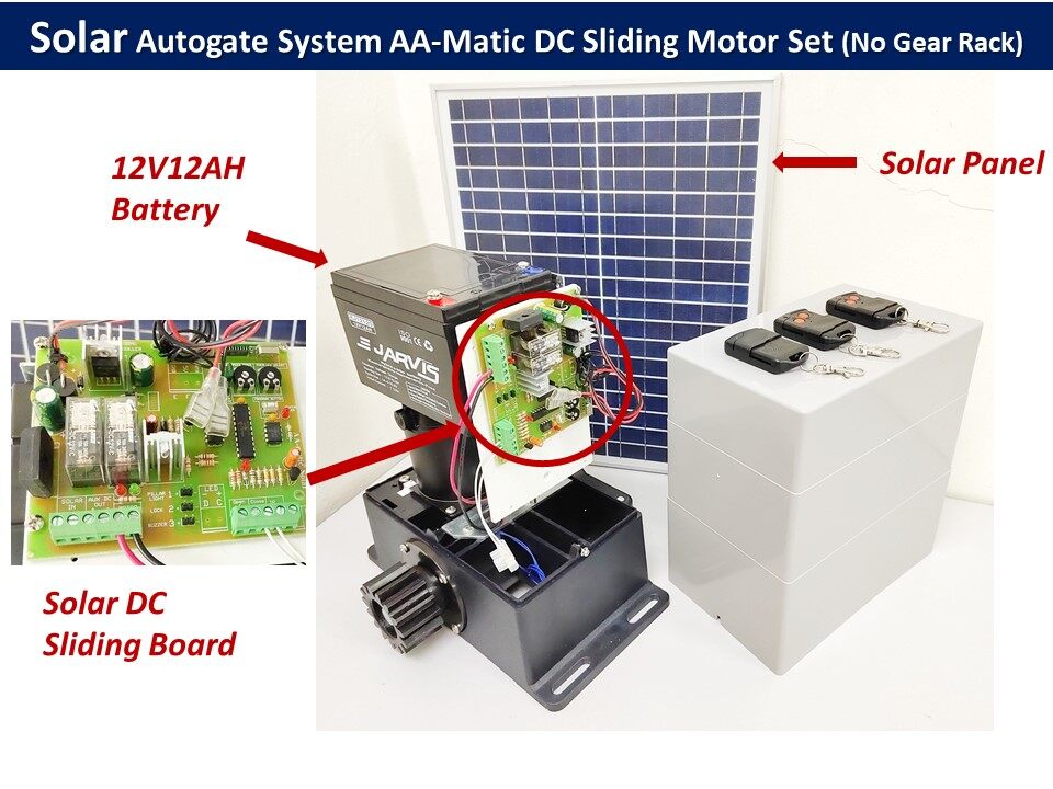 Solar AA-Matic DC Sliding Autogate Motor Set for 550kg Gate - No Gear ...