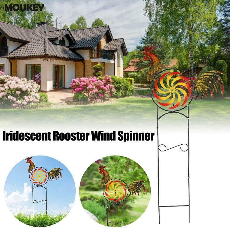 Iridescent Rooster Wind Spinner Rooster Decorative Garden Statue ...