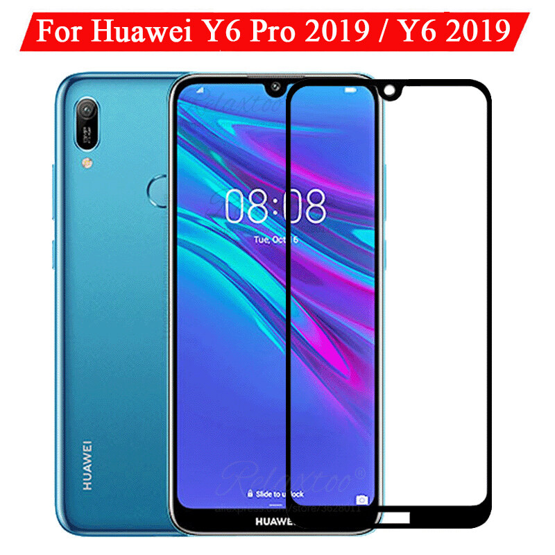 สำหรับHuawei Y6 Pro 2019 ป้องกันหน้าจอเต็มปกกระจกนิรภัยสำหรับHuawei Y6 ...