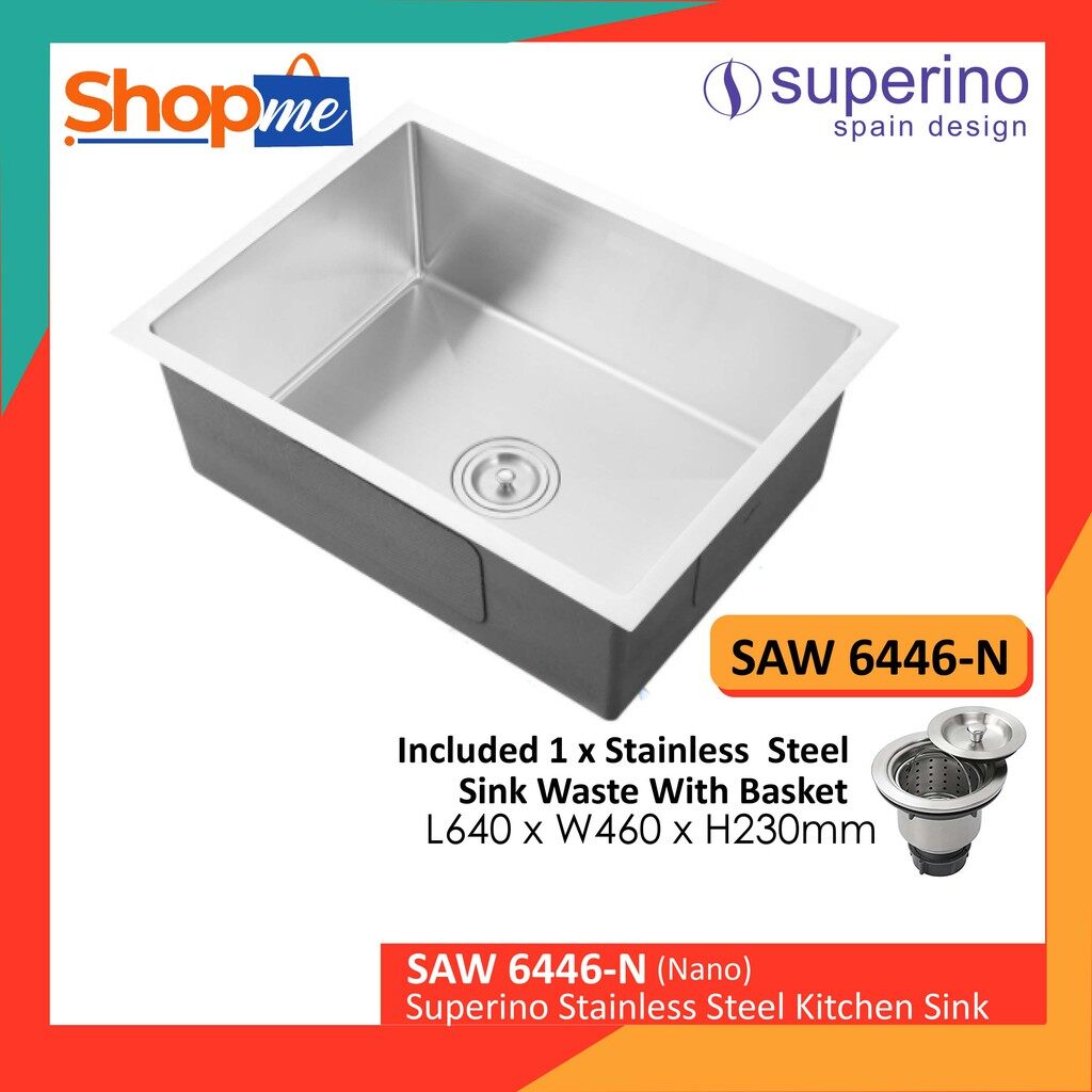 SUPERINO SAW6446 - N Stainless Steel Kitchen Sink NANO Single Bowl ...