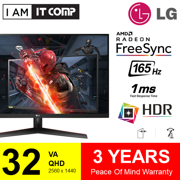 LG 32 Inch 32GN600B / 32GN600-B 16:9 UltraGear™ QHD 165Hz HDR VA Gaming ...
