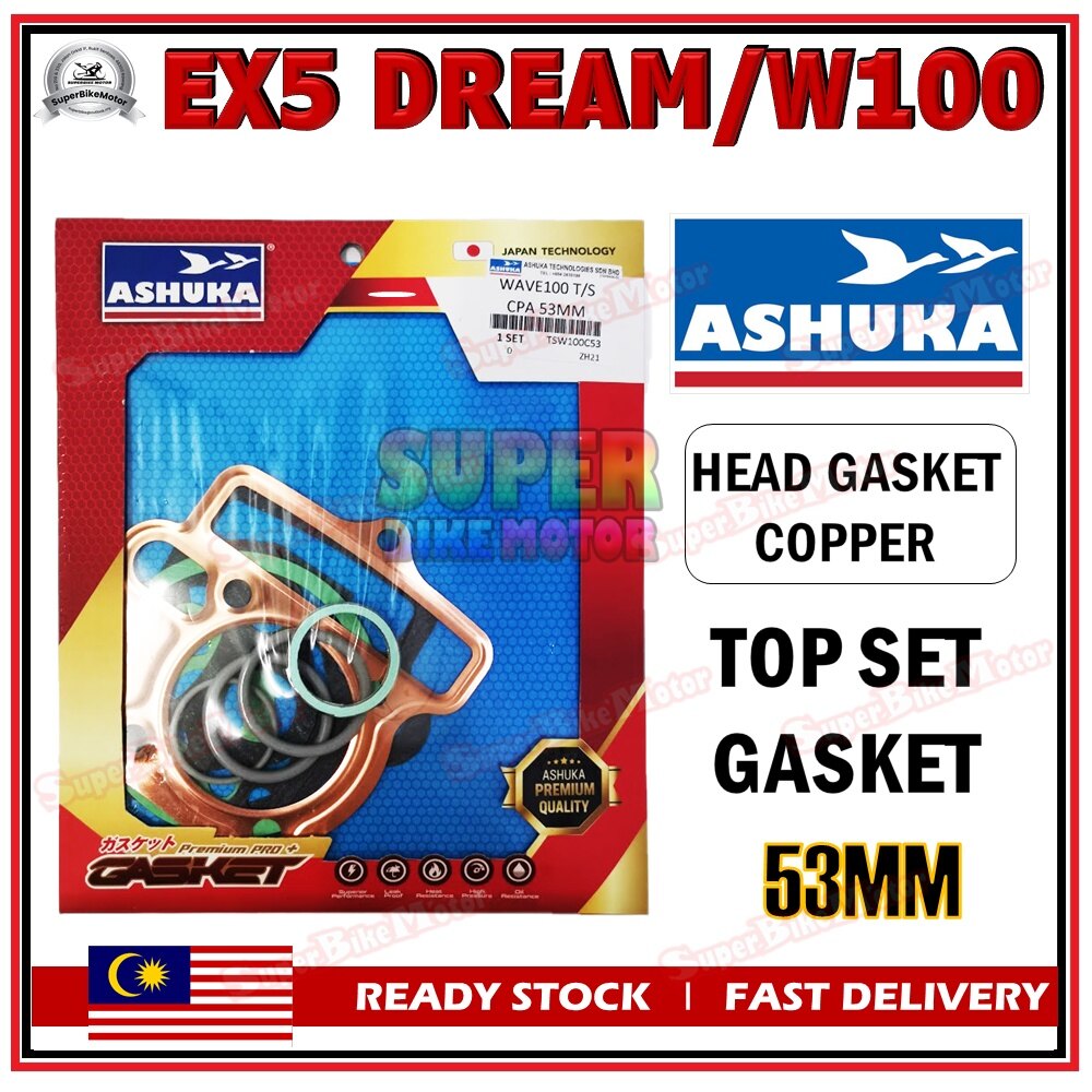ASHUKA GASKET - HONDA EX5 DREAM / W100 - 53MM Racing Top Set Gasket ...
