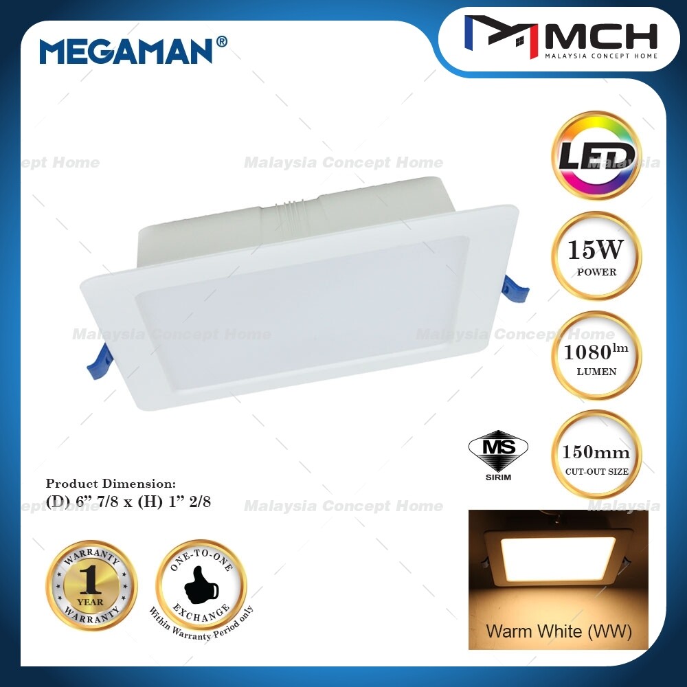 MEGAMAN 9W/12W/15W/24W 4"/5"/6"/8" ROUND/SQUARE LED DOWNLIGHT | Lazada