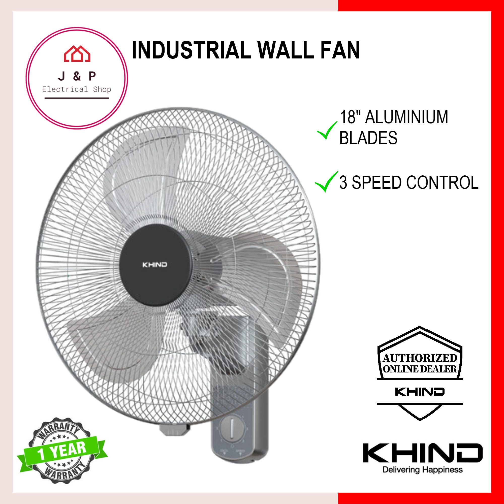 KHIND Industrial Wall Fan 18” WF1803F [ READY STOCK] | Lazada