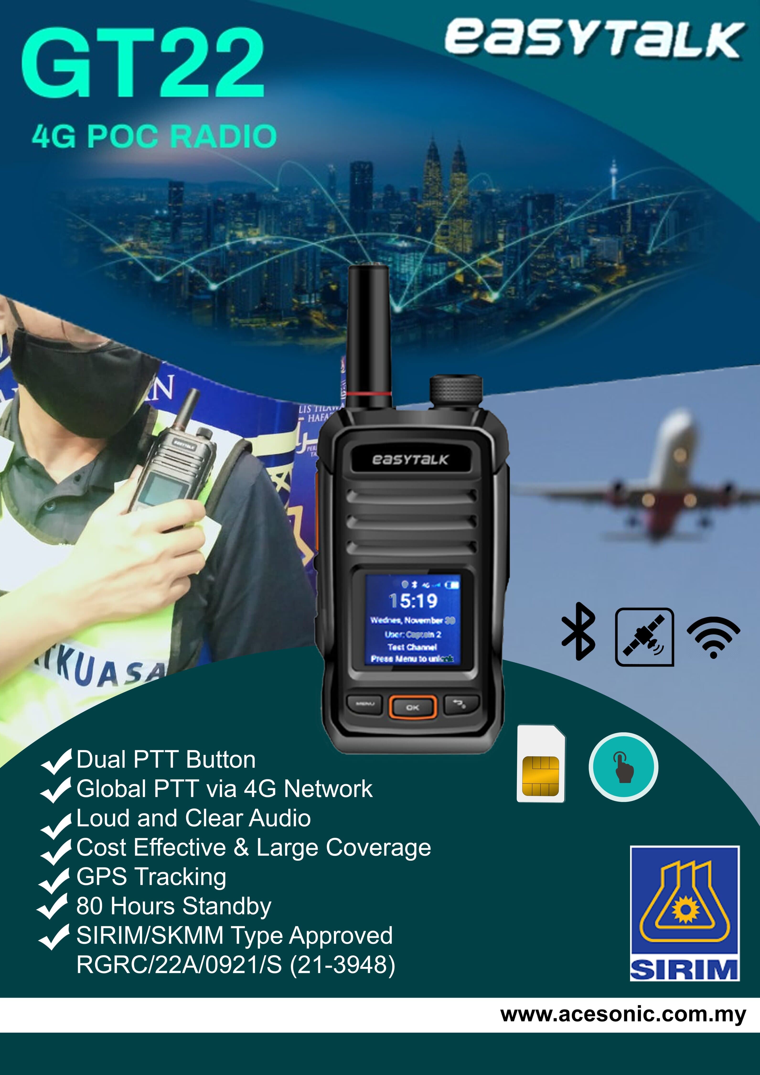 Easytalk GT22 Digital POC 4G/LTE PTT Over Cellular Radio | Lazada