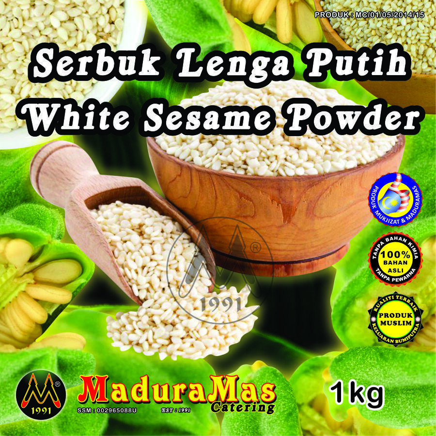 Serbuk Lenga Putih - White Sesame Powder 25g - 1 Kg (100% Pure) Stok ...