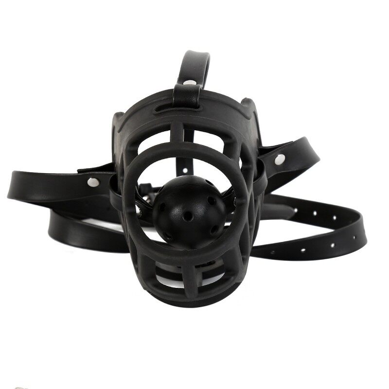 Hollow Mesh Face Mask With Open Mouth Ball Gag For Couple Adult Games Bondage Restraints Cosplay