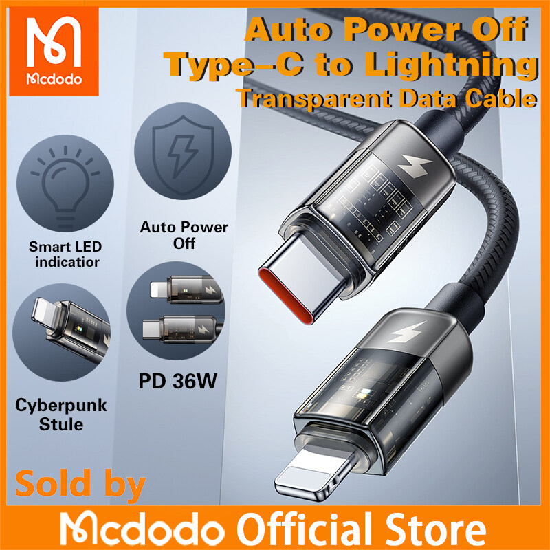 Mcdodo USB C for IPhone Lightning Data cable Auto Power Off Fast Charge ...