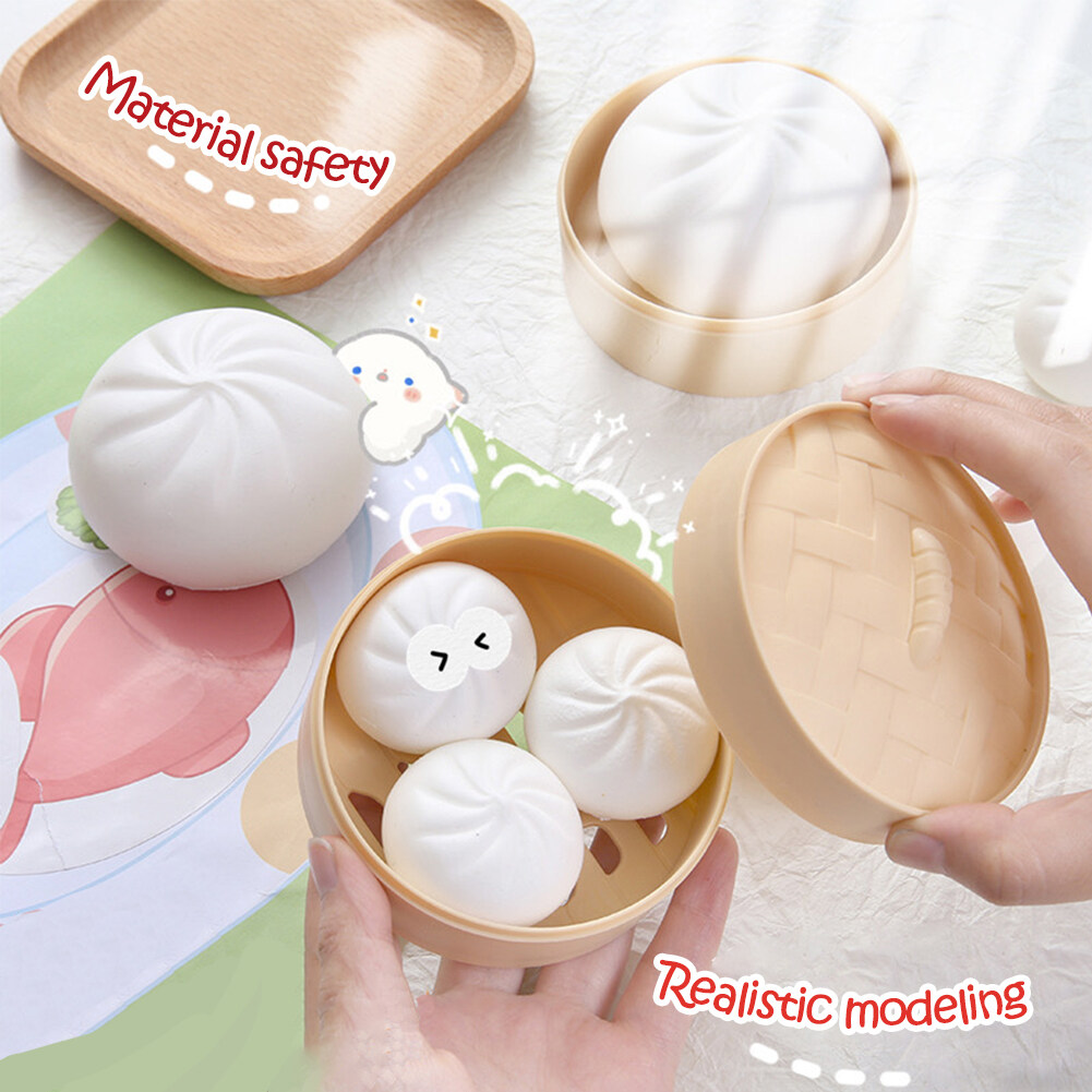 Simulation Squeeze Steamed Stuffed Bun Squishy Funny Sensory Fidget Toy ...