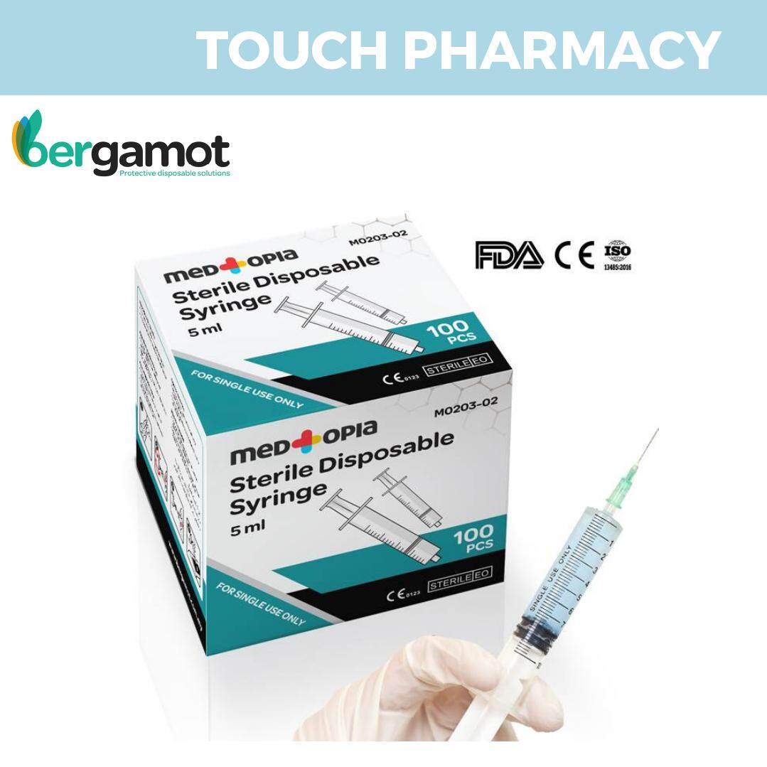 BERGAMOT M0203 Medtopia Disposable Syringe Luer Lock 3CC/5CC/10CC/20CC (1'S/100'S) (20CC=50'S ...