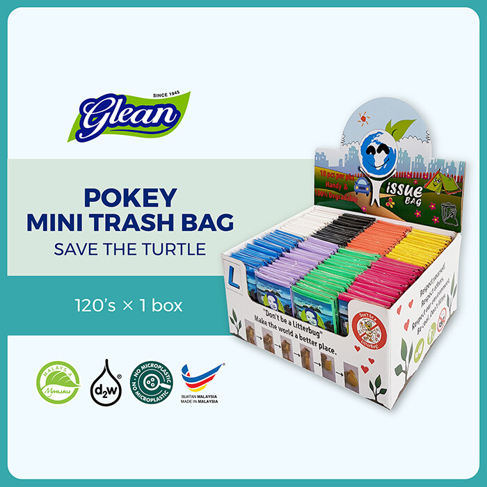 GLEAN [ BOX DEAL ] 120 packet - POKEY Mini Garbage Bag Biodegradable ...