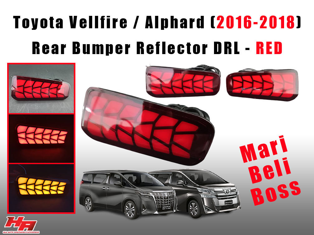 Toyota Vellfire Alphard 2016 - 2018 Rear Bumper Reflector DRL - Red ...