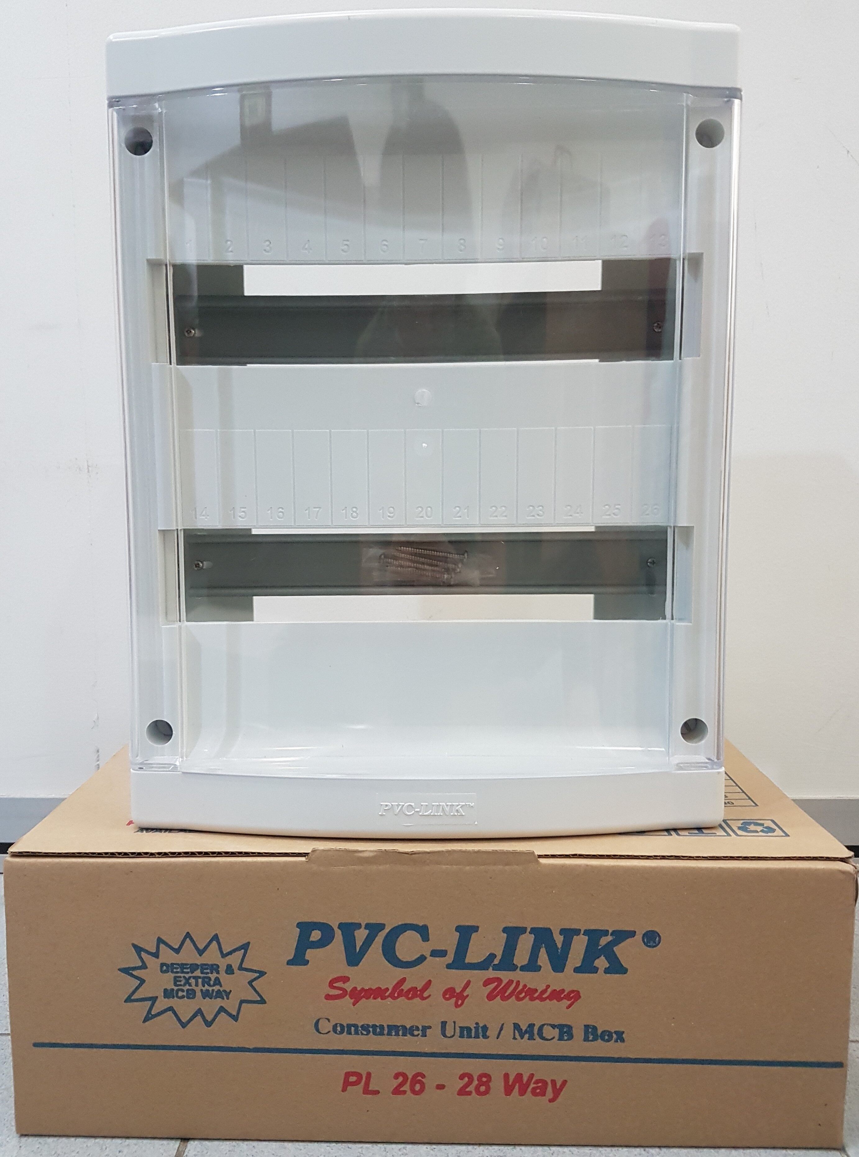 PVC-LINK 26-28Way Consumer Unit/MCB Box (Transparent Cover/ White Cover ...