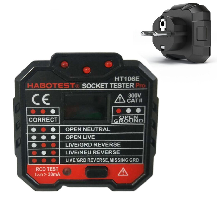 Digital Display Plug in Socket Voltage Outlet Tester Electric Fault ...