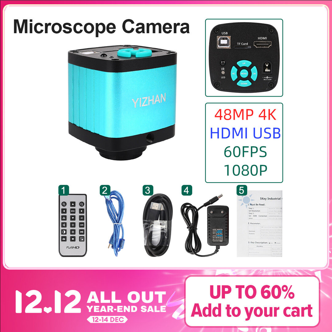 Trinocular Microscope Camera 4K 48MP HDMI USB Interface Digital ...