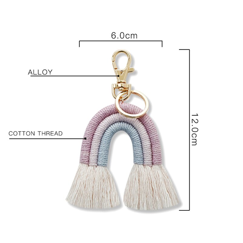 Weaving Rainbow Keychains for Women Boho Handmade Key Holder Keyring ...
