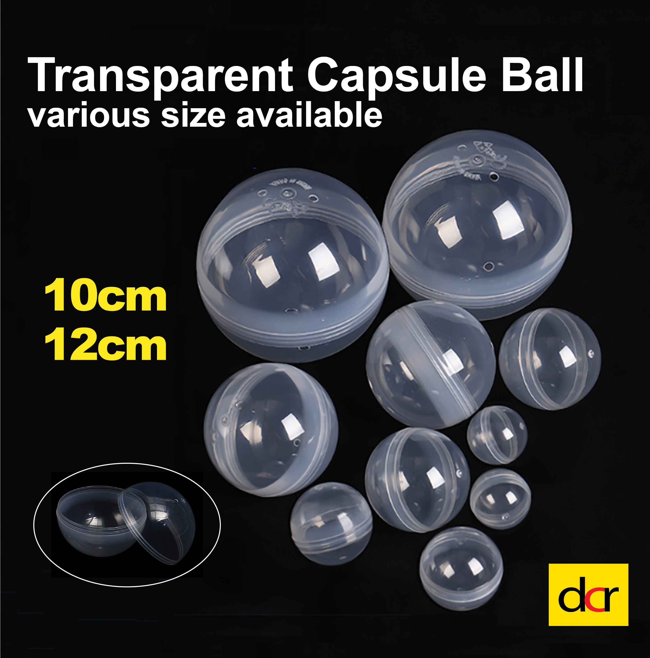 10cm 12cm Transparent Plastic Ball, Capsule Ball Round Ball for Lucky ...