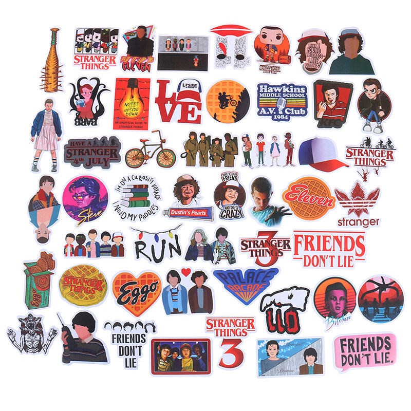 Foo 50pcs Stranger Things Skateboard Stickers Vinyl Laptop Luggage