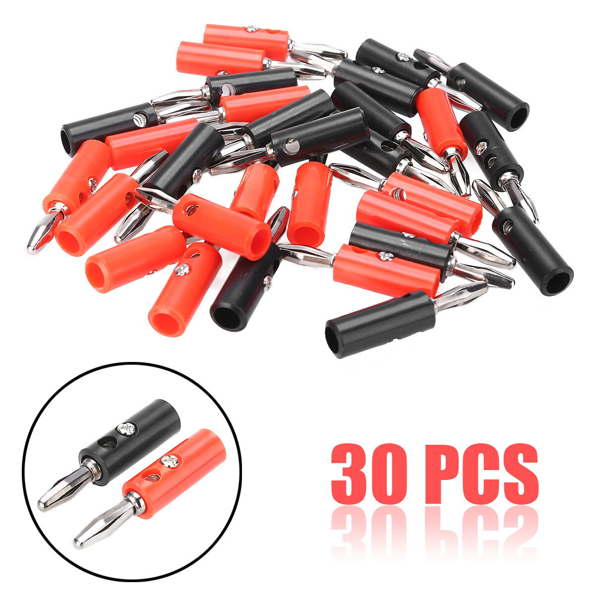 Acesia 30Pcs สีแดง + สีดำ4Mm สายเสียงสำหรับลำโพงสกรูมีสายประเภทกล้วยหัว ...