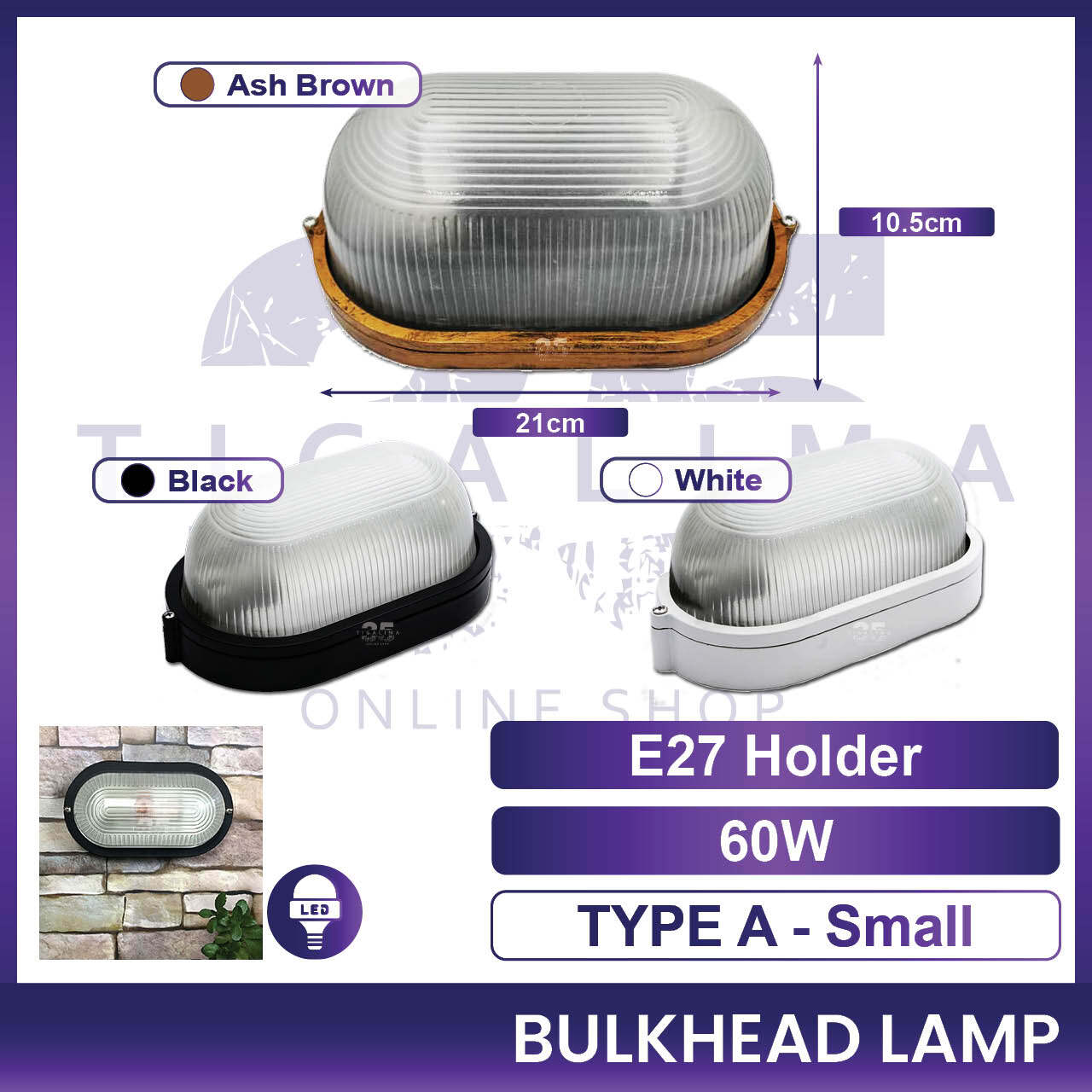 Outdoor Bulkhead Lamp Round Bulk Head Light E27 IP65 Weather Proof ...
