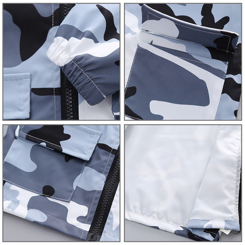 YA ZHOU LONG ร้านค้าชายเสื้อฤดูใบไม้ร่วงใหม่ยืนปกซิปเสื้อลำลองพราง T ...