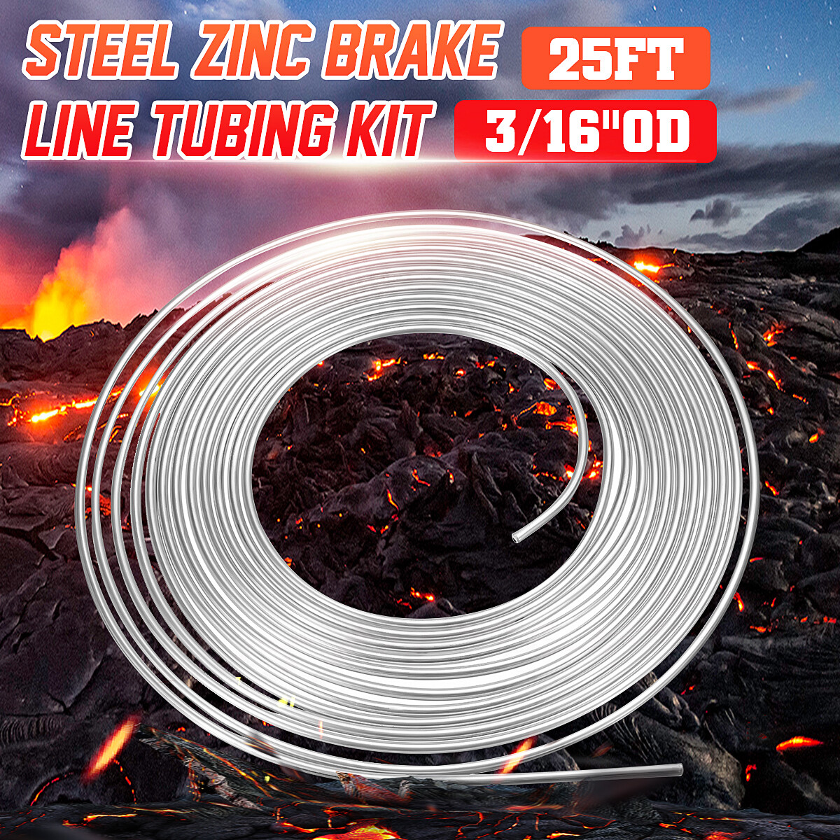 1pcs 25Ft Coil Roll of 3/16"OD Silver Steel Zinc Brake Transmission ...