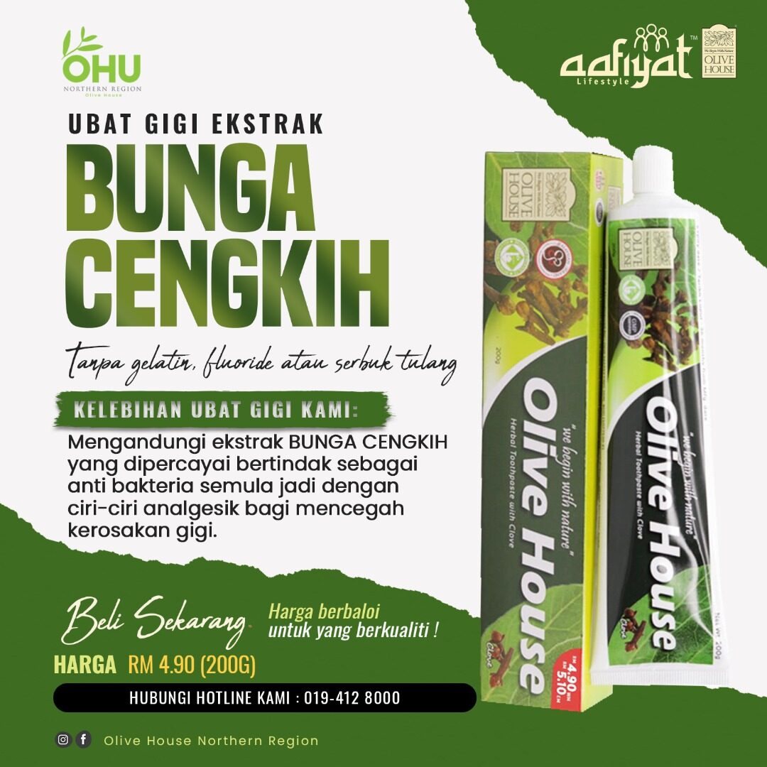 Ubat Gigi Olive House (Bunga Cengkih, Garam Bukit, Daun Zaitun) | Lazada