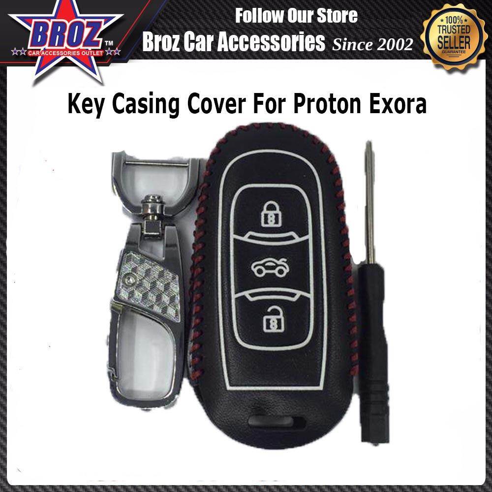 Proton Exora Hand-Sewn Leather Keyless Remote Key Cover Casing (Black ...