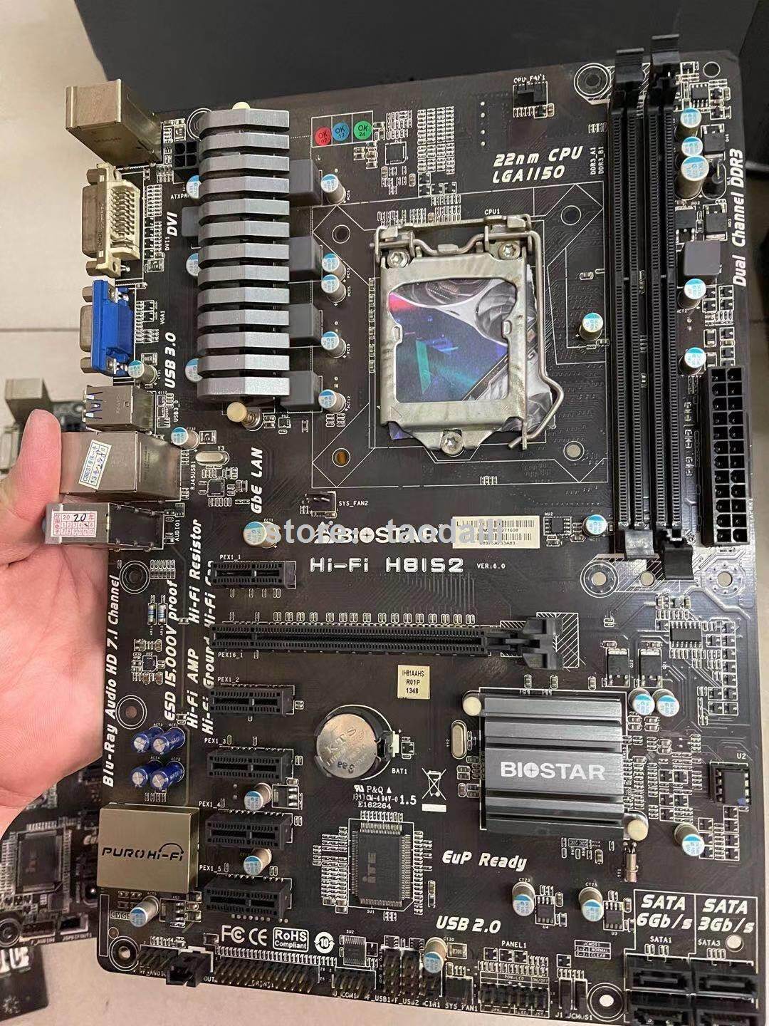 ใช้6GPU 6PCIE สำหรับ BIOSTAR Hi Fi H81S2 Mining เมนบอร์ดอินเทล H81 LGA ...