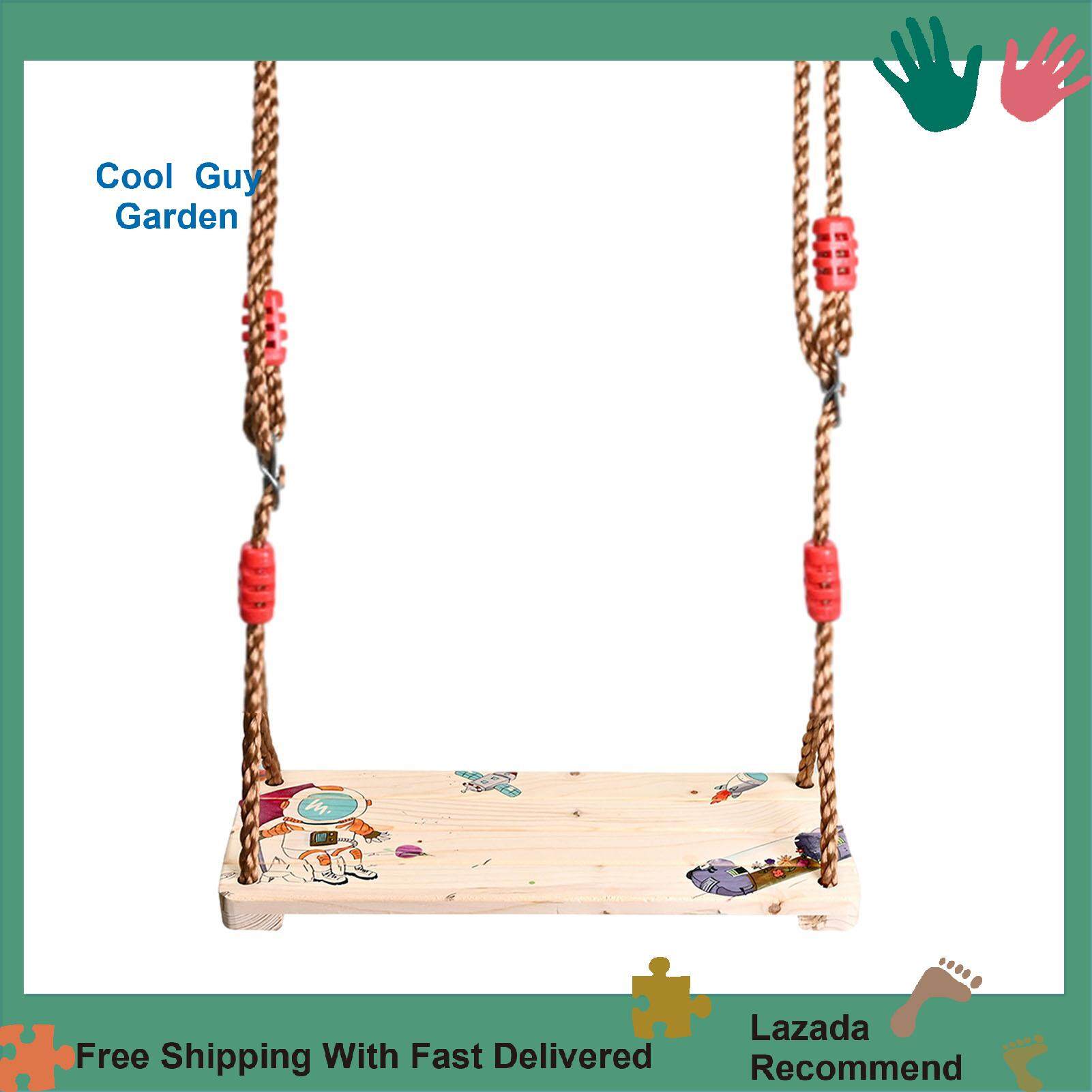 Wooden Swing Seat Hanging Tree Swings with Rope Adjustable Swing Chair ...