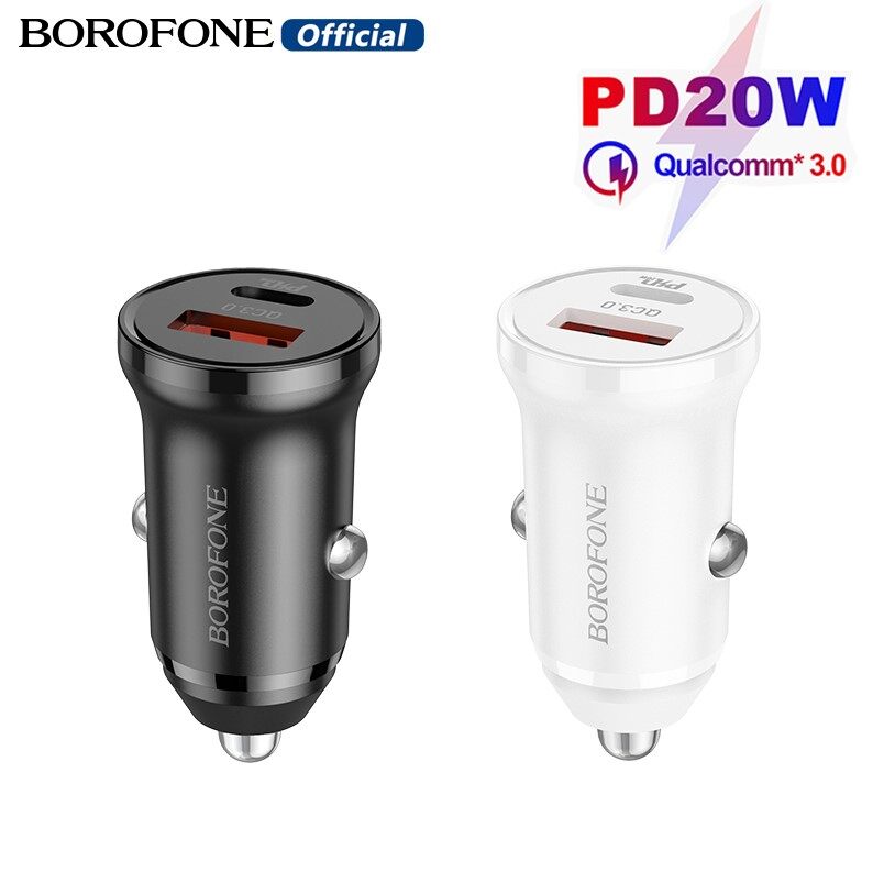 BOROFONE BZ18A Dual Port Quick Car Charger PD20W QC3.0 Car Charger Car Charger Set Type-C To Ip ...