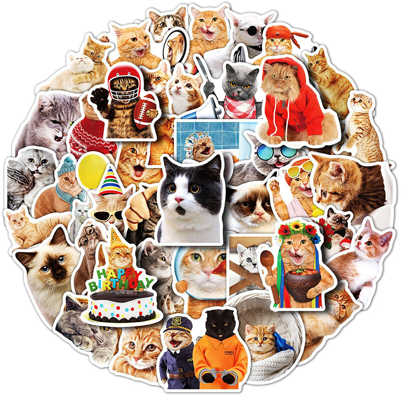 【Flash Sale】50Pcs Cute Animal Cat Cartoon Stickers Suitcase Laptop ...