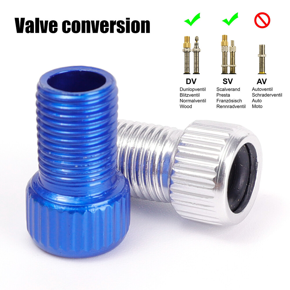2Pcs Aluminum Alloy Bike Valve Adapter Convert Presta To Schrader Valve ...