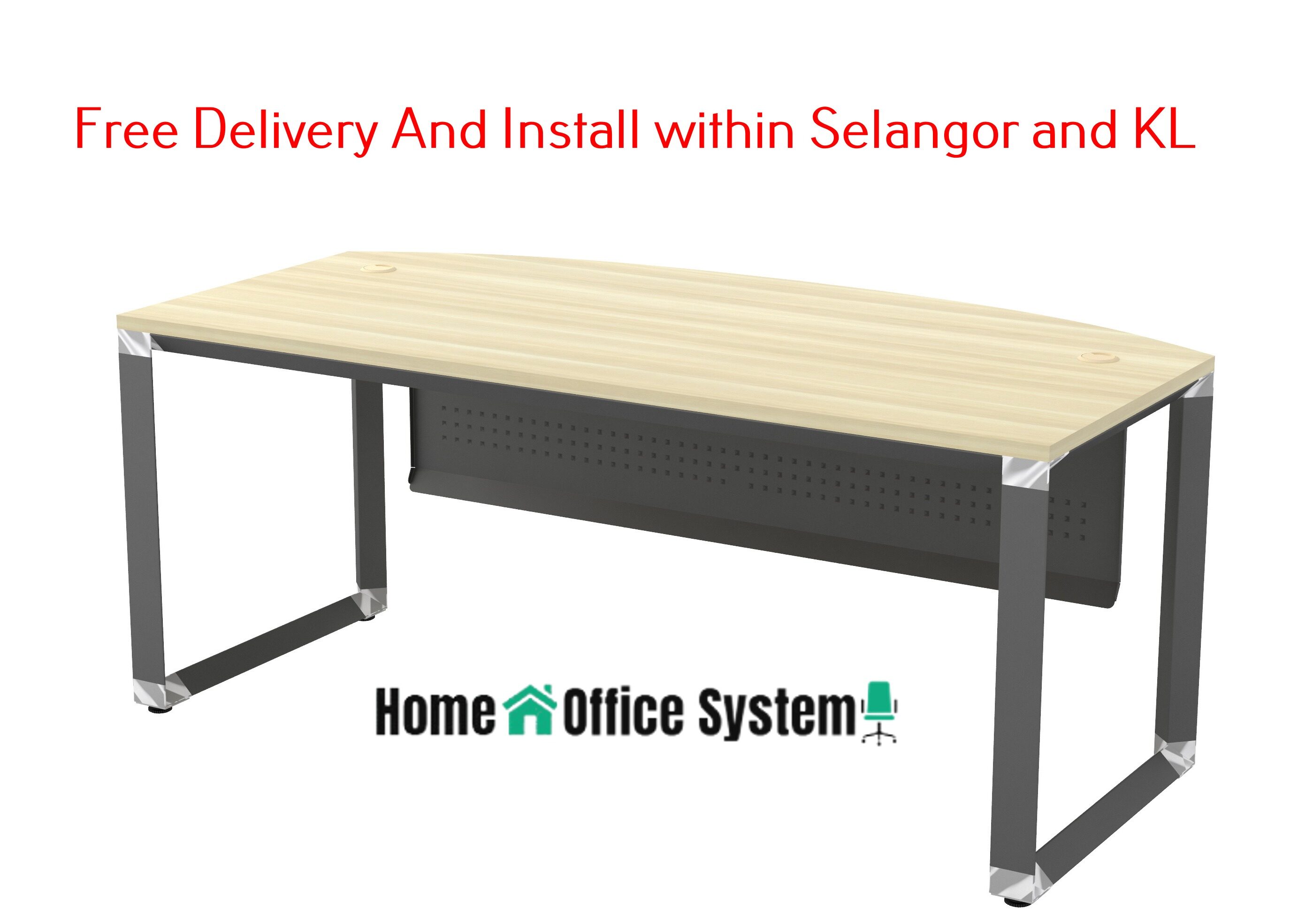 D Shape Executive Office Table with O Shape Pyramid Metal Leg (W 1800 X ...