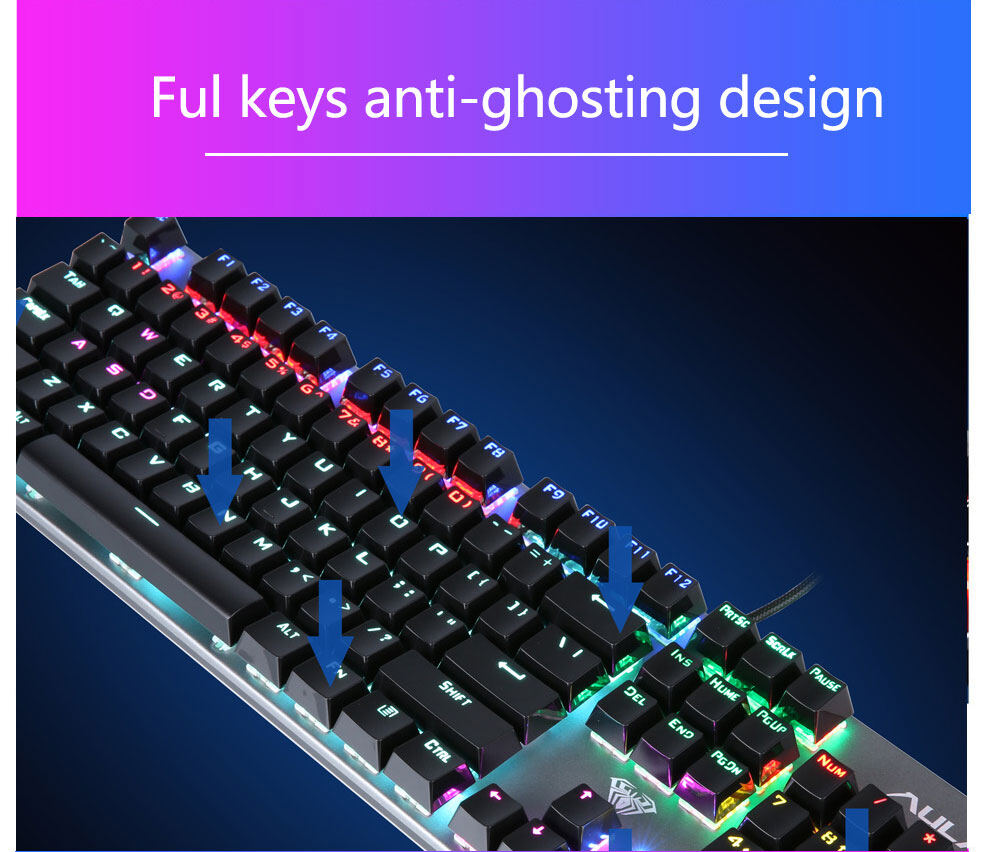 AULA f2068/s2016 วิศวกรรม Gaming K eyboard 104 คีย์ป้องกัน ghosting มาร ...