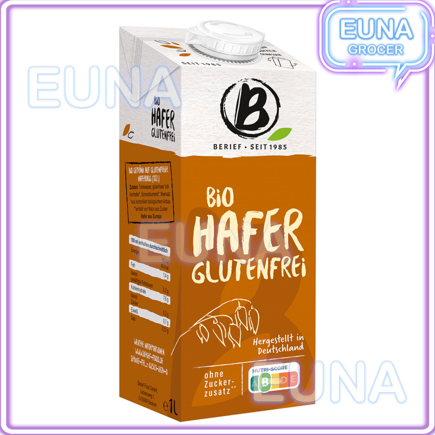 Berief Bio Hafer Organic Oat Milk - Gluten Free/Barista (1L) [Germany ...