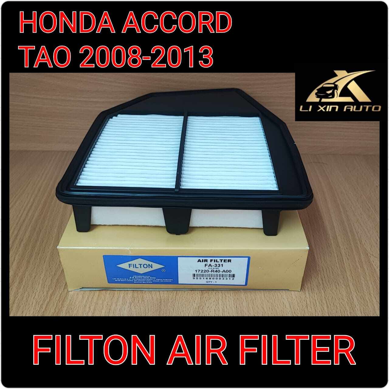 HONDA ACCORD TAO 2008-2013 2.4C FILTON AIR FILTER 17220-R40-A00 | Lazada