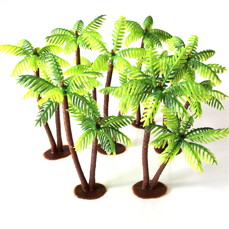 [Homepet]Mini Coconut Tree Plastic Green Water plants Aquarium Fish ...