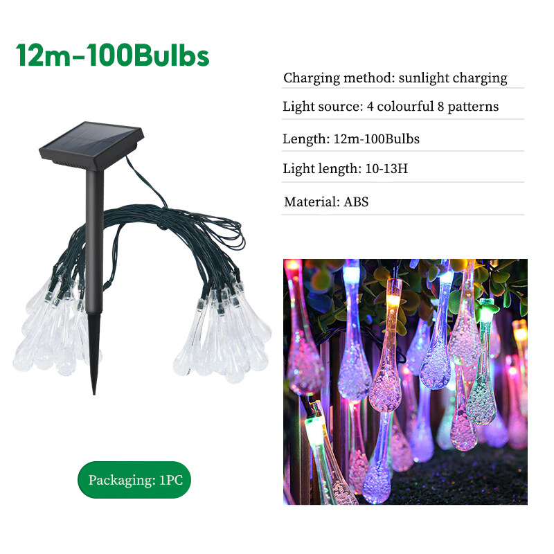 Solar Lampu Raya Klip Klip Panjang 100 Bulb Led Strip Light 12m Lampu ...