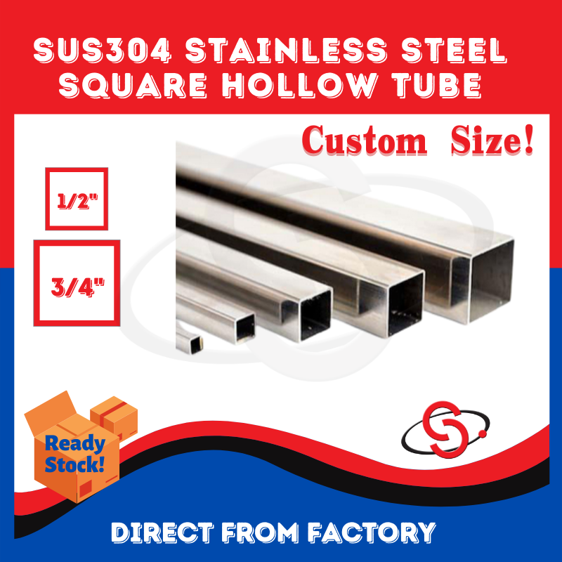 SCM SUS304 Square Hollow Stainless Steel Tube Besi Keluli Square Besi ...