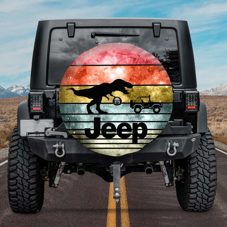 T-Rex ไดโนเสาร์อะไหล่ฝาครอบยาง,วินเทจ T-Rex Jeep อะไหล่ยางรถจี๊ป,ตลก T ...