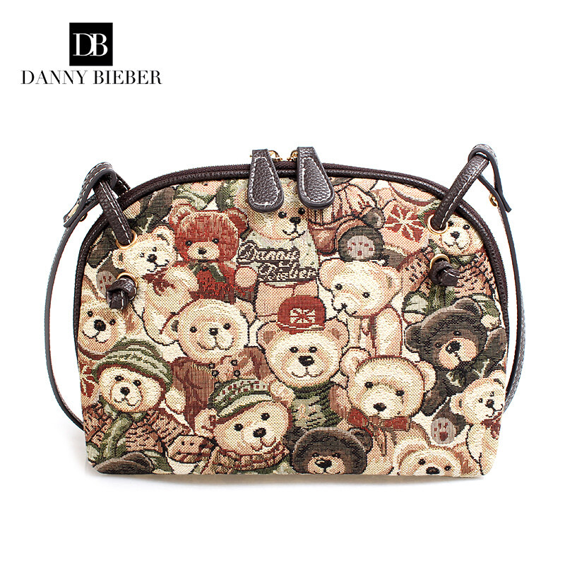 DANNY BIEBER Cartoon Bear Canvas Shoulder Bag Korean Version Tide ...