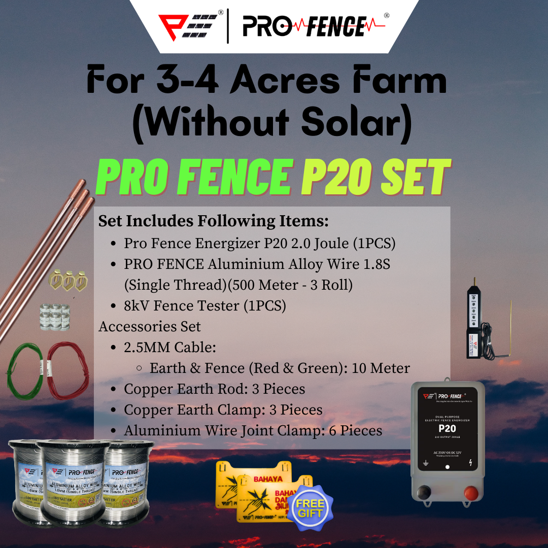 PRO FENCE P20 Energizer 1.8S Set for 0.5 - 7.0 Acres (AC/DC) Aluminium ...