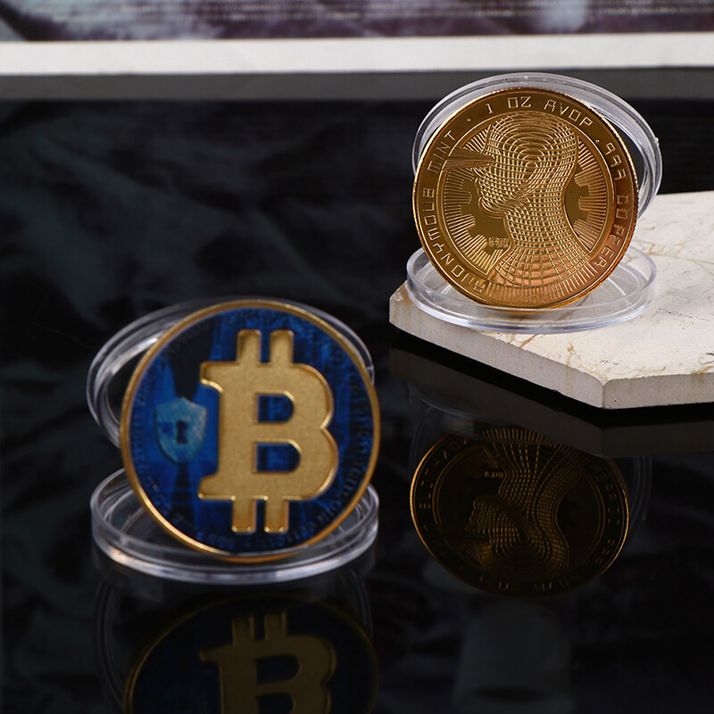Fds 1 PC Gold Silver Blue Bitcoin Digital Virtual Coin Collecting With ...
