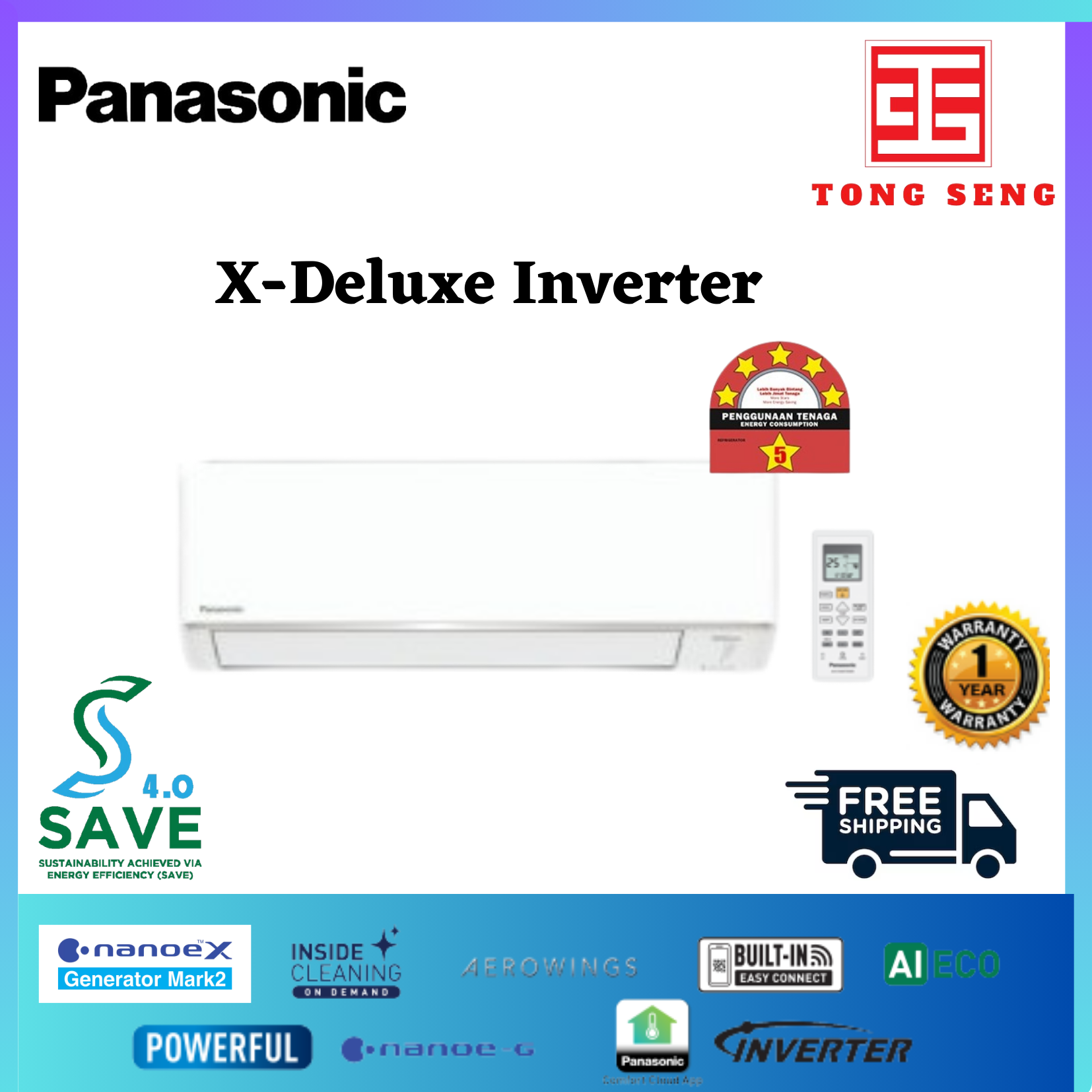 ( FREE SHIPPING ) Panasonic 2024 NEW 5 ⭐️ X-Deluxe Inverter R32 Series ...