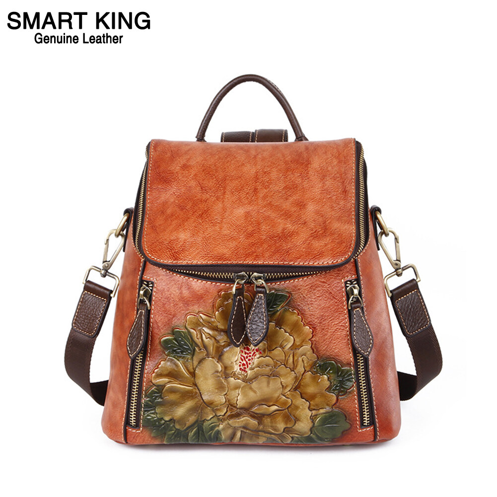 Smart King Backpack For Women Girls Genuine Cow Leather New Travel ...